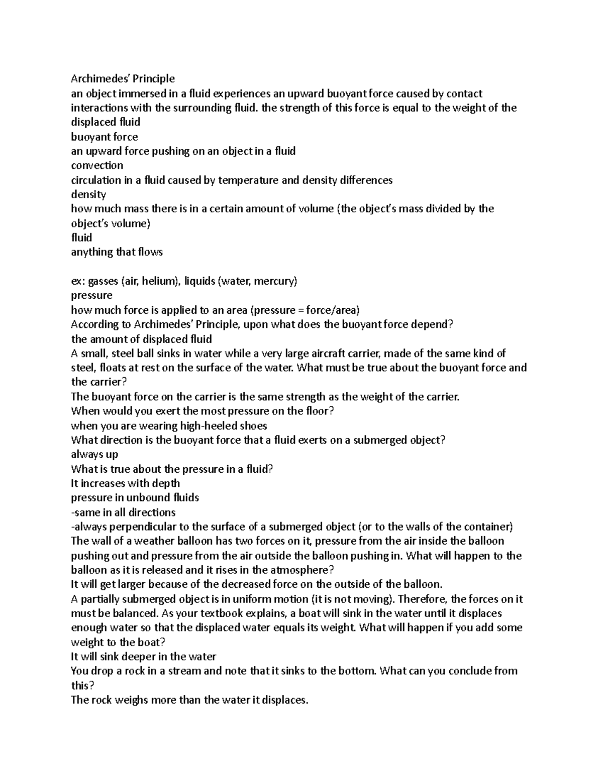 Lesson 6 - phys100 - Archimedes' Principle an object immersed in a ...