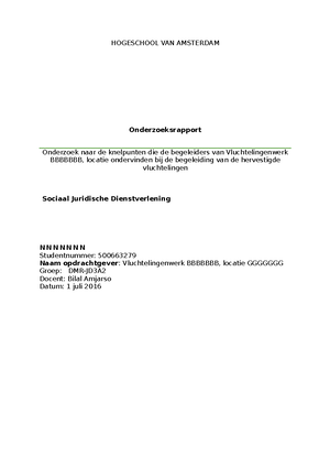 Voorbeeld onderzoeksrapport kwalitatief onderzoek Praktijkopdracht 2018 ...