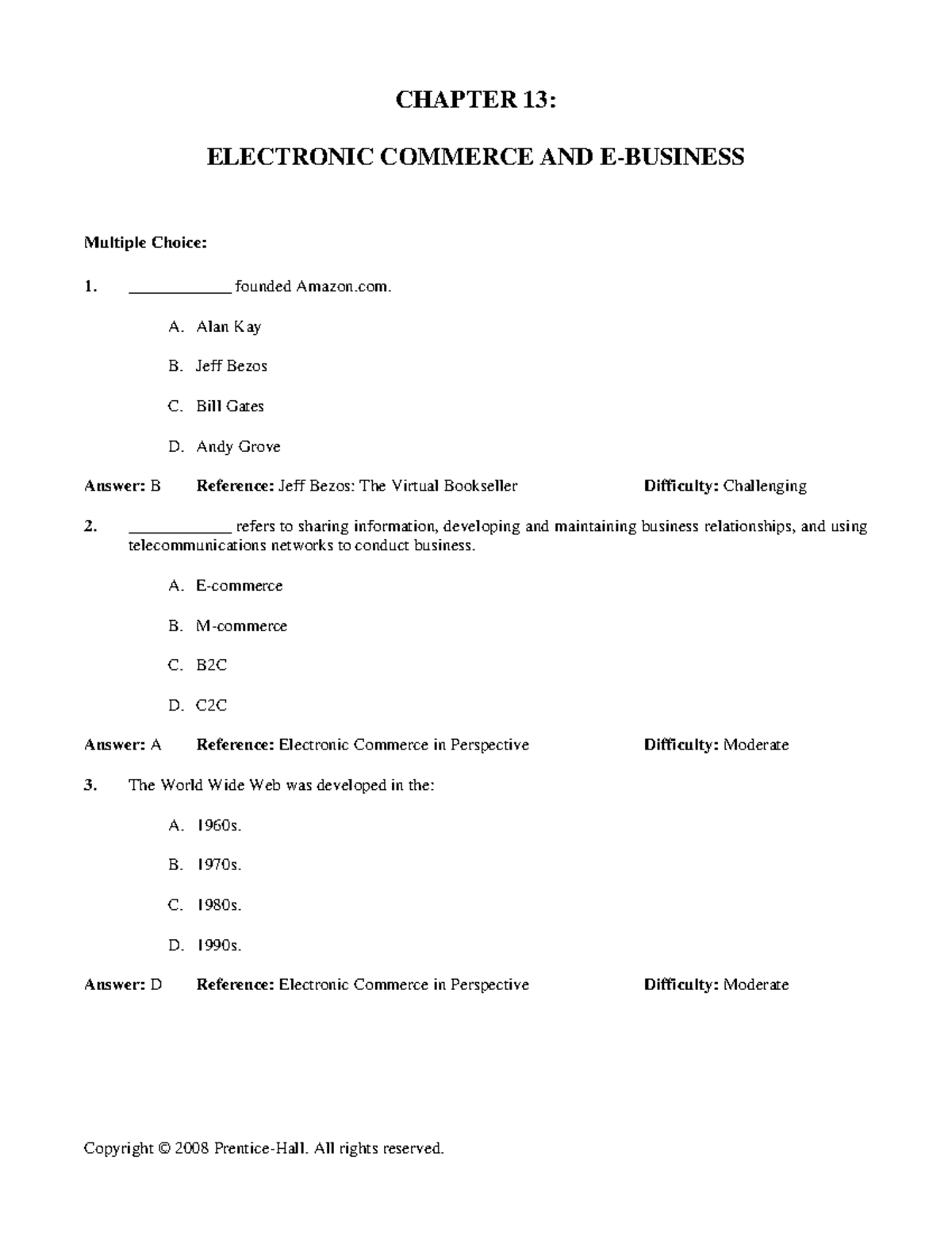 Test chapter 13 - Good Notes - CHAPTER 13: ELECTRONIC COMMERCE AND E ...