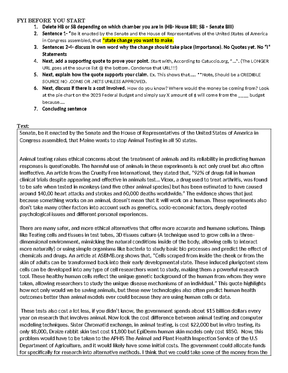 Final Exam Bill Draft copy - FYI BEFORE YOU START 1. Delete HB or SB ...