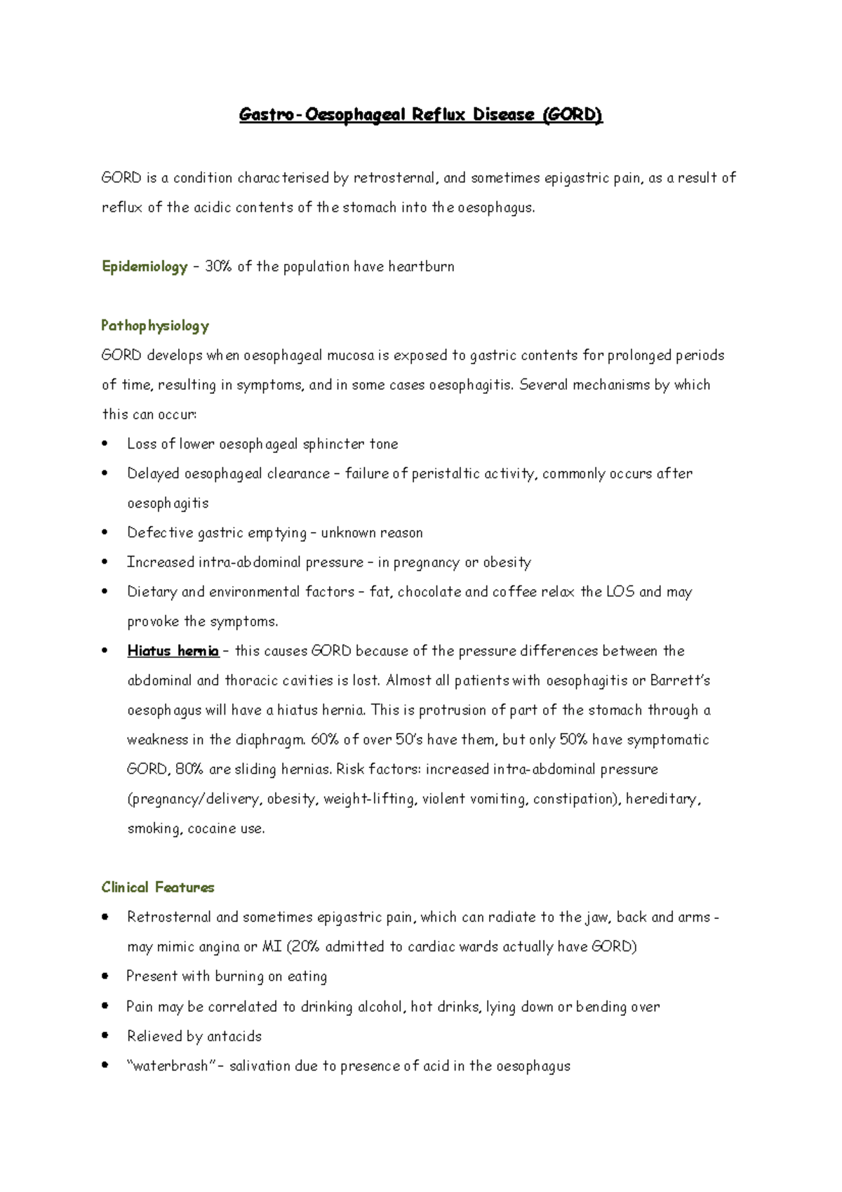 GORD - Gastro-Oesophageal Reflux Disease (GORD) GORD is a condition ...