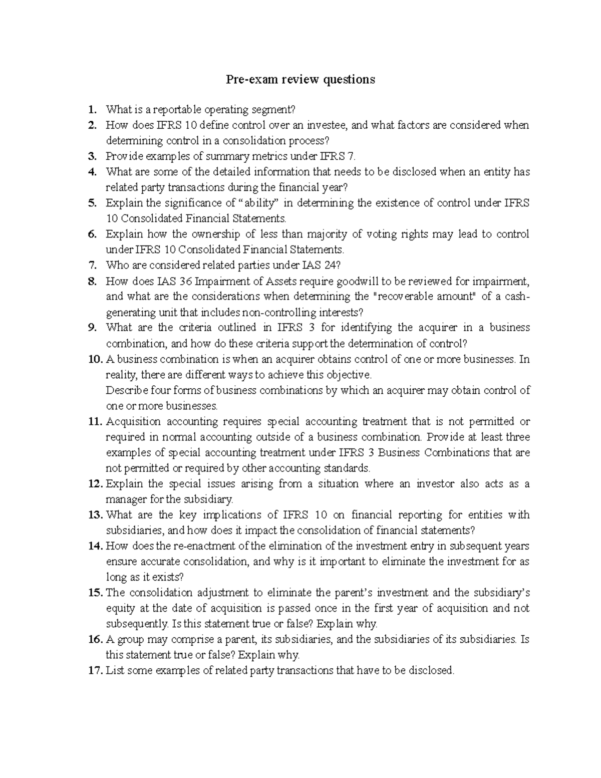 AFA Review Open Ended Questions - Pre-exam review questions What is a ...