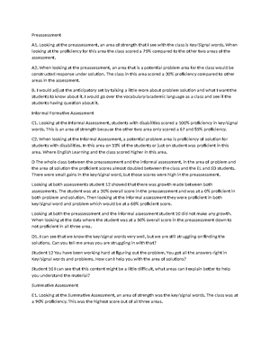 D093 Task 1 - Task 1 of Assessing Impact on students - A. When given a ...