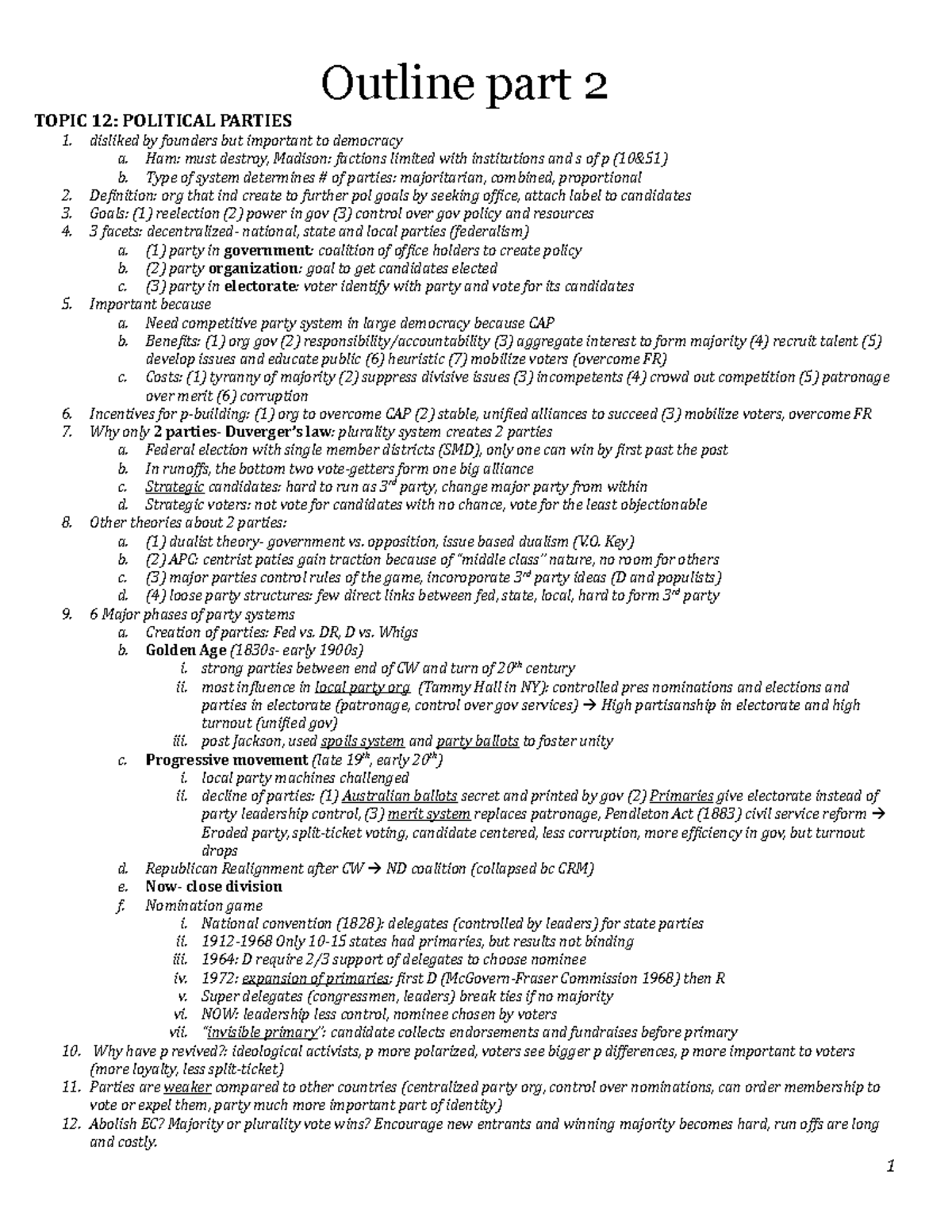 Outline part 2 - Professor Jack Citrin - Outline part 2 TOPIC 12 ...