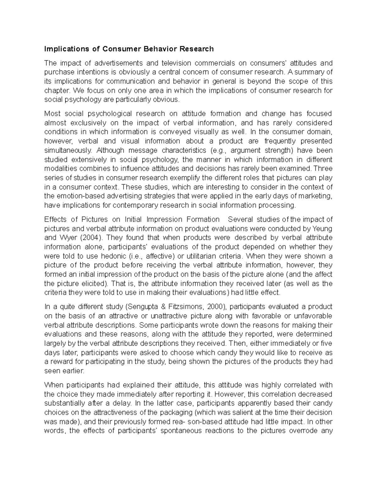 Implications of Consumer Behavior Research - A summary of its ...