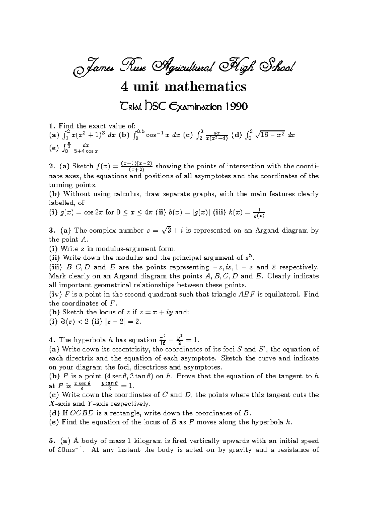 1990James Ruse Trial - James Ruse Agricultural High SchoolJames Ruse ...