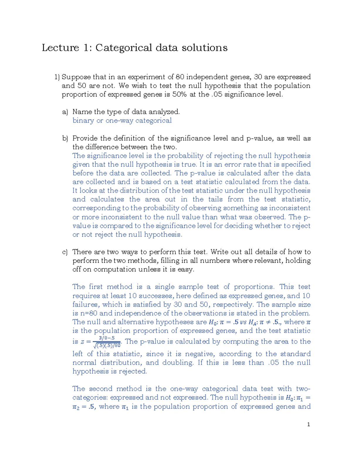 3 Lecture 1C Categorical data solutions - Lecture 1: Categorical data ...