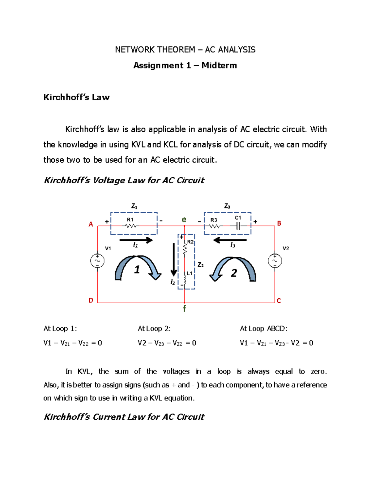 Network theorems- AC analysis - Electronics Engineering - Studocu