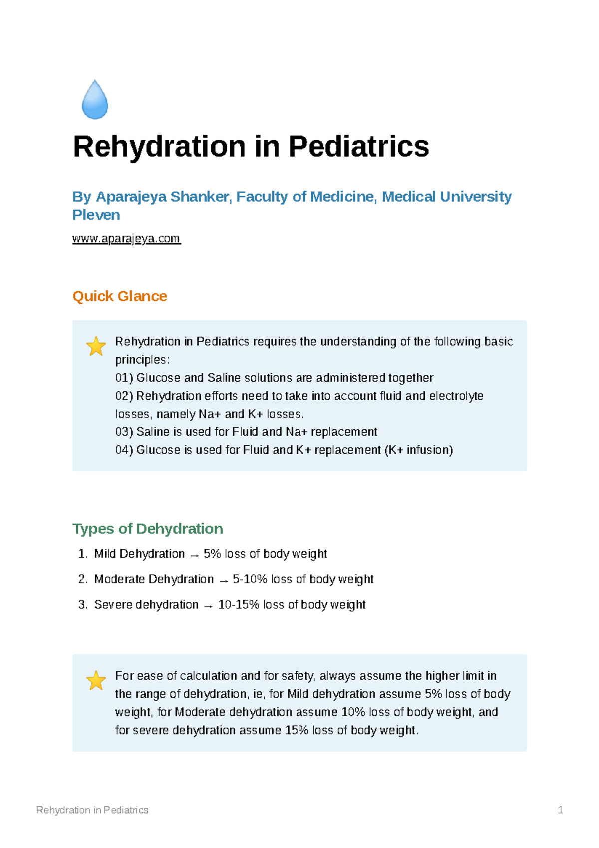Rehydration in Pediatrics by Aparajeya Shanker - Studocu