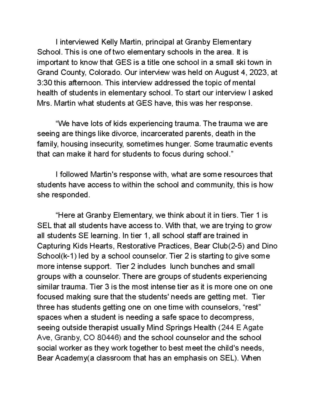 DFM3-Task 3 - passed - I interviewed Kelly Martin, principal at Granby ... DFM3-Task 3 - passed - I interviewed Kelly Martin, principal at Granby ...