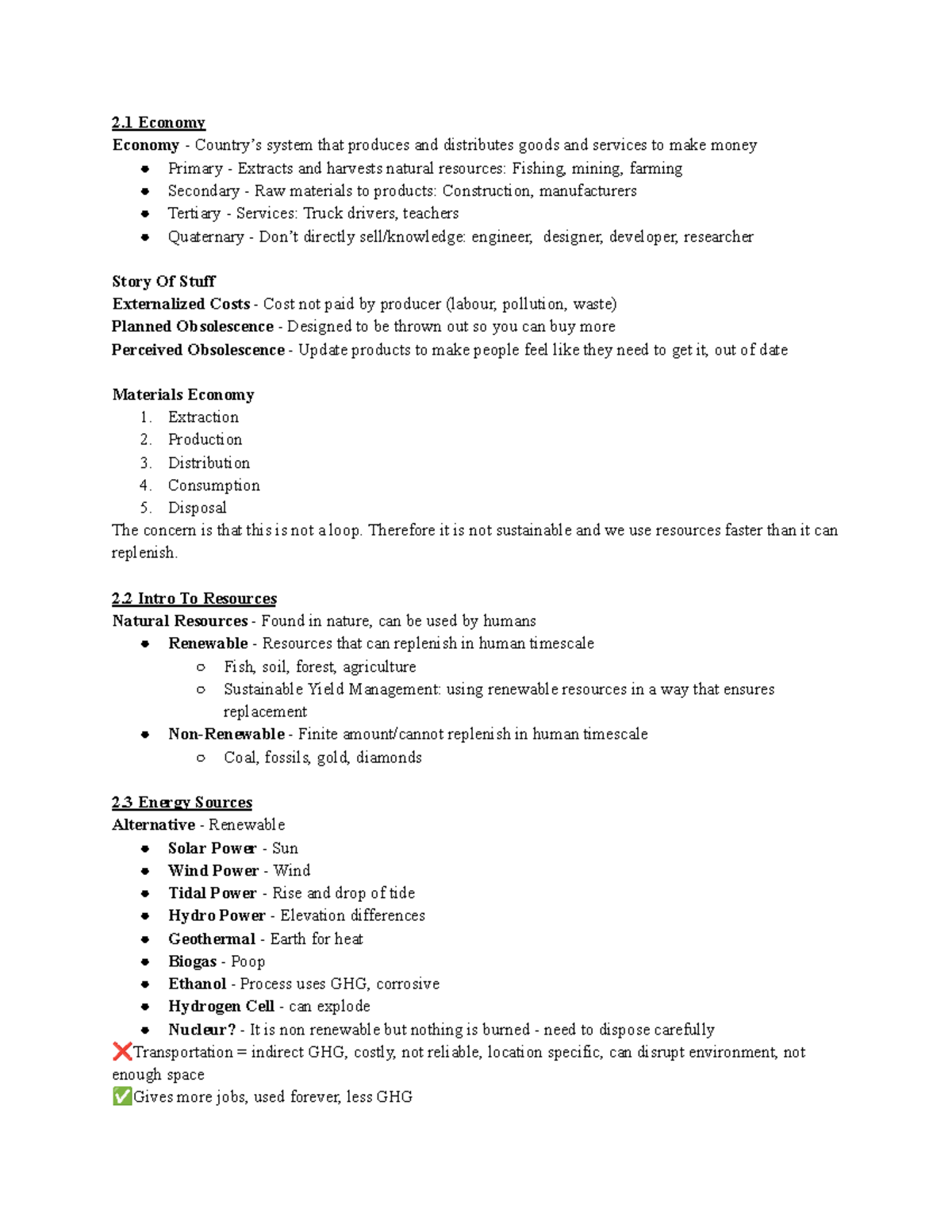 Unit 2 Resource Management Test Review - 2 Economy Economy - Country’s ...