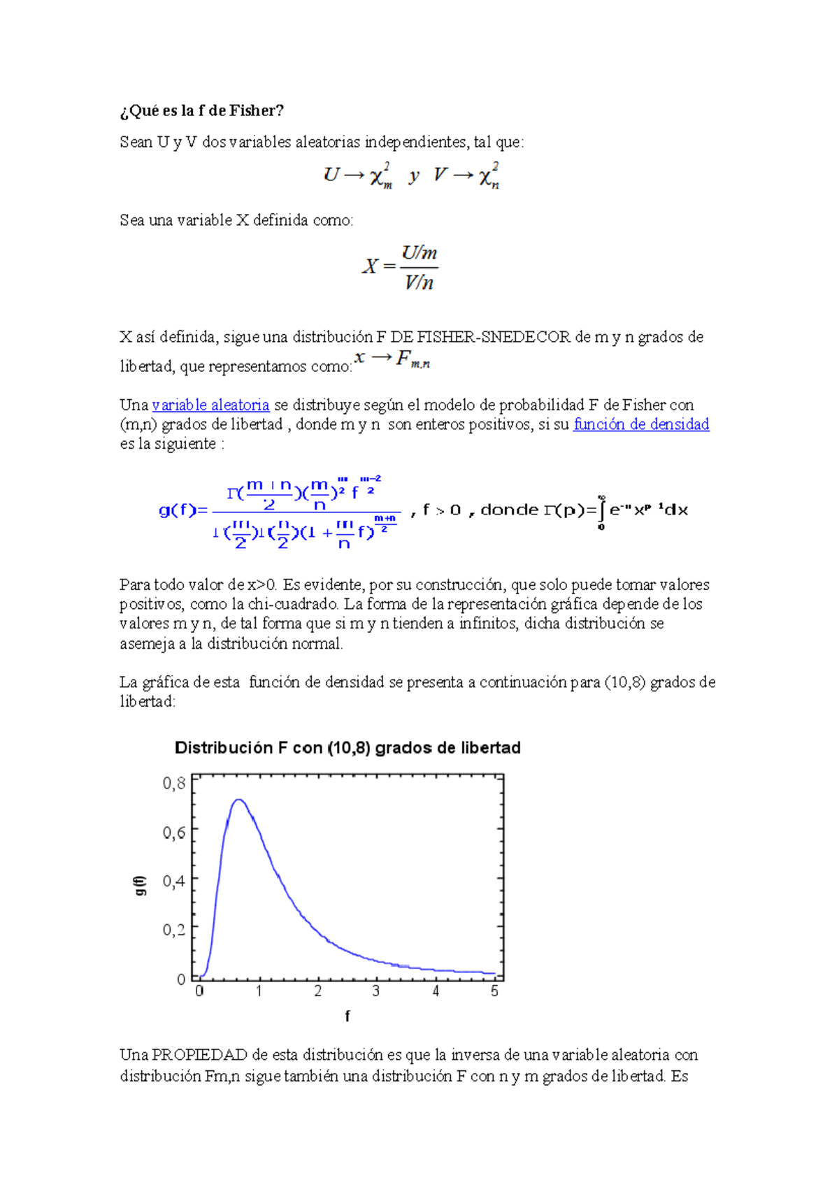 Qué es la f de Fisher - ¿Qué es la f de Fisher? Sean U y V dos ...