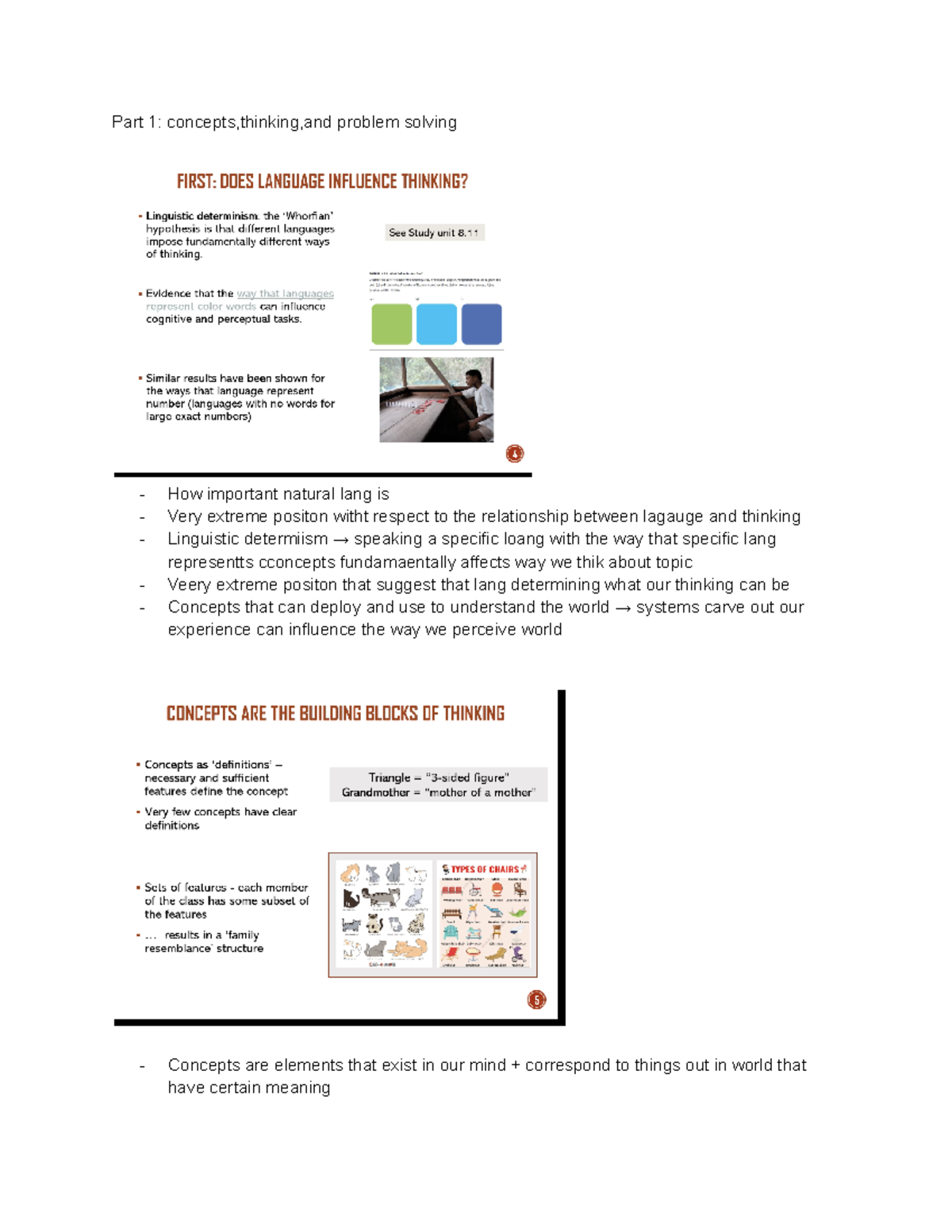 Topic 8 Thinking Lect Notes Part 1 Conceptsthinkingand Problem Solving How Important 