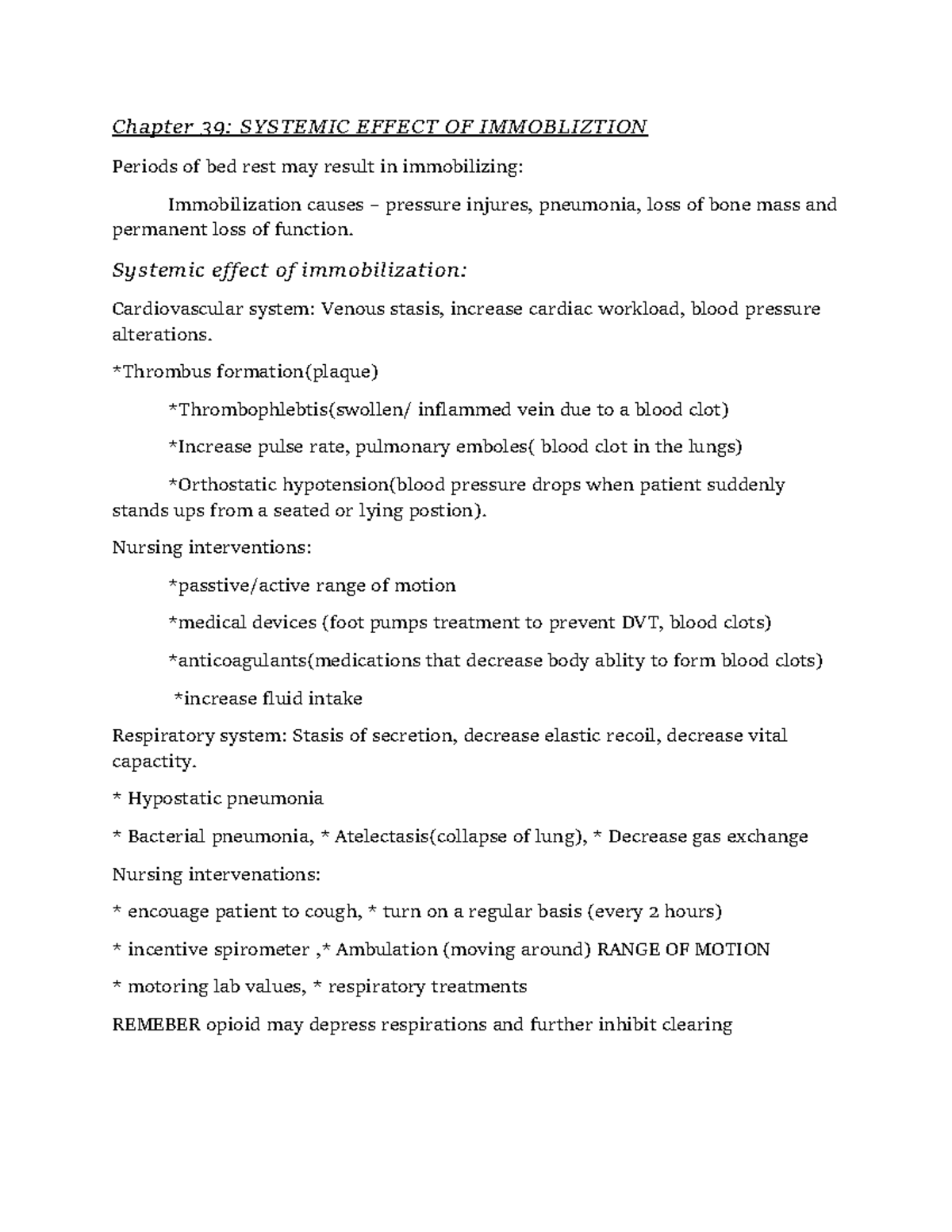 Chapter 39 Systemic Effect OF Immobliztion - Chapter 39: SYSTEMIC ...