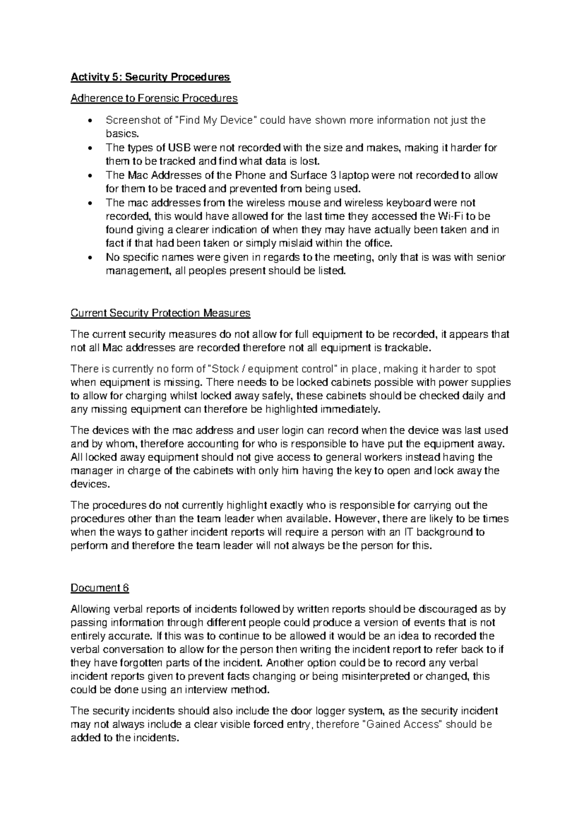 ACTIVITY 5 DOLAGAN - Activity 5: Security Procedures Adherence to ...