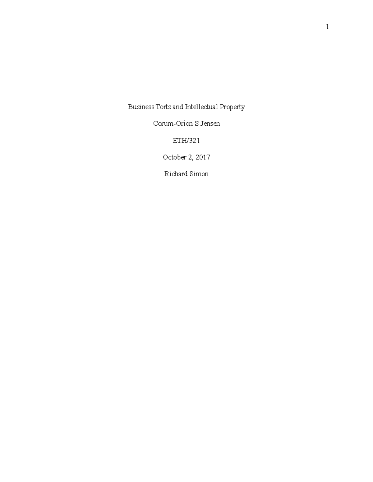 Business Torts and Intellectual Property - Business Torts and ...