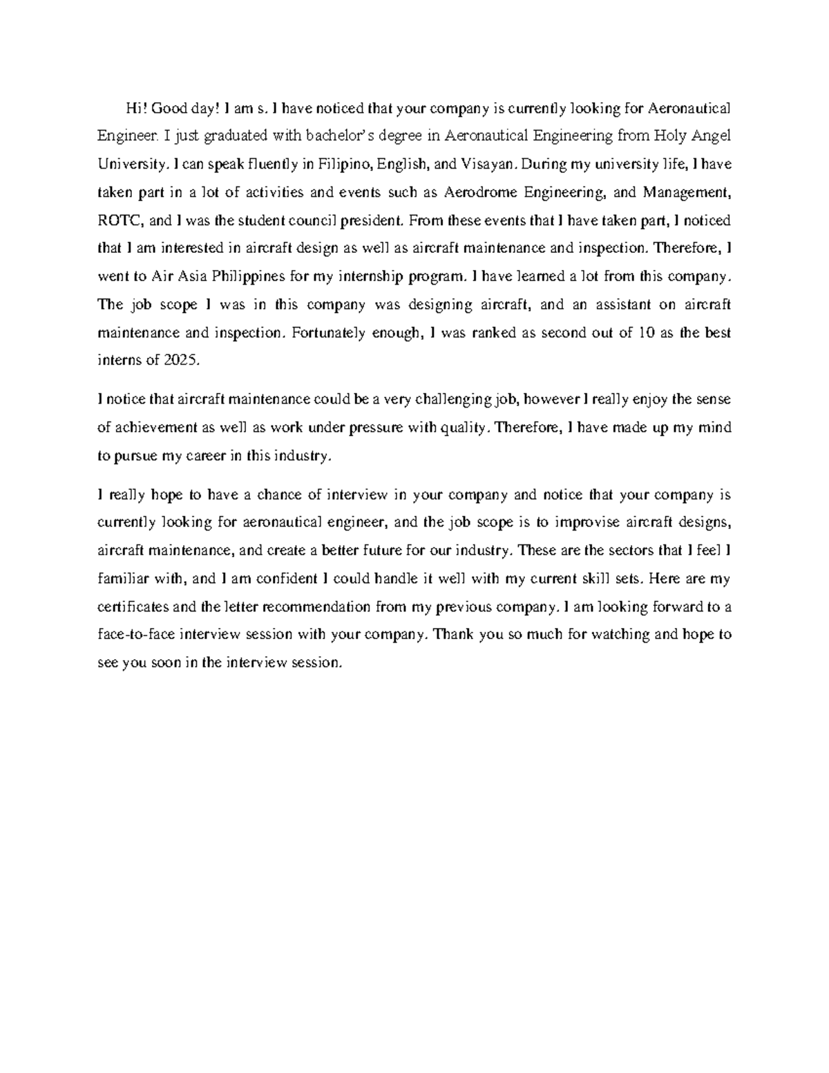 Script-vid-resume - script - Hi! Good day! I am s. I have noticed that ...