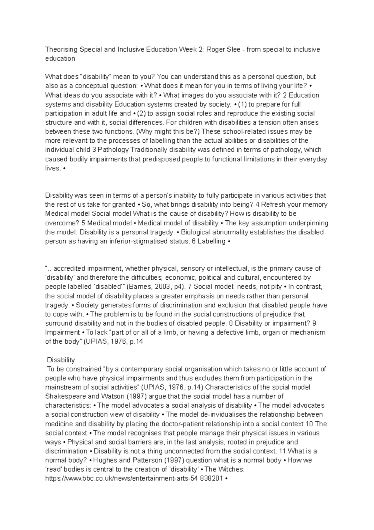 Theorising Special and Inclusive Education Week 2 Roger Slee - from ...