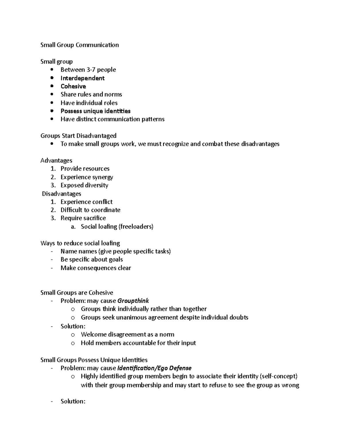 Small Group Communication - Small Group Communication Small group ...