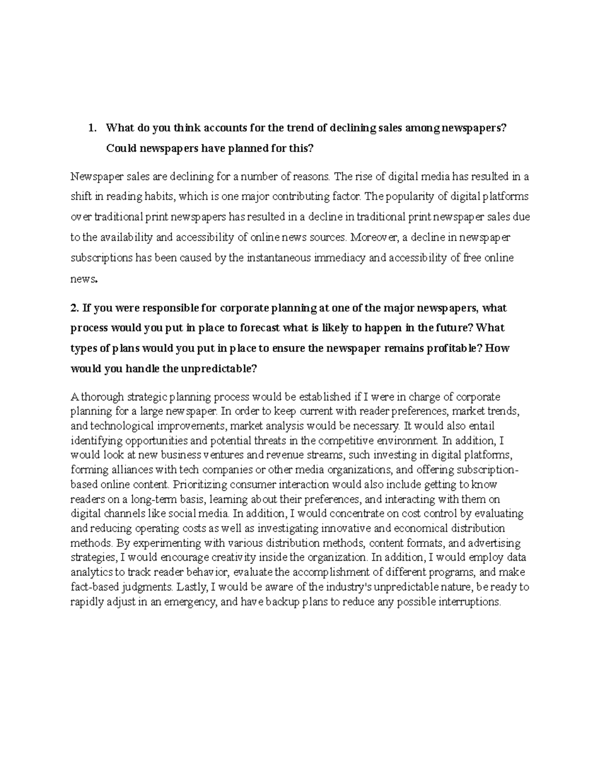 BUSN250 - Assignment - What do you think accounts for the trend of ...