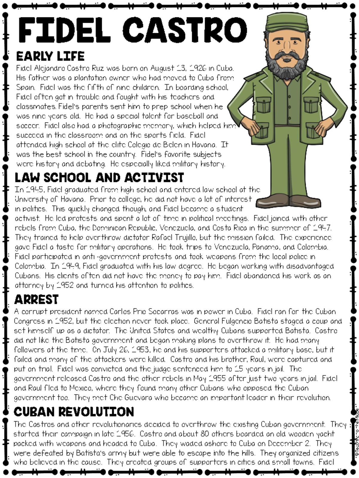 Castro Biography - ©Teaching to the Middle FIDEL CASTRO EARLY LIFE ...