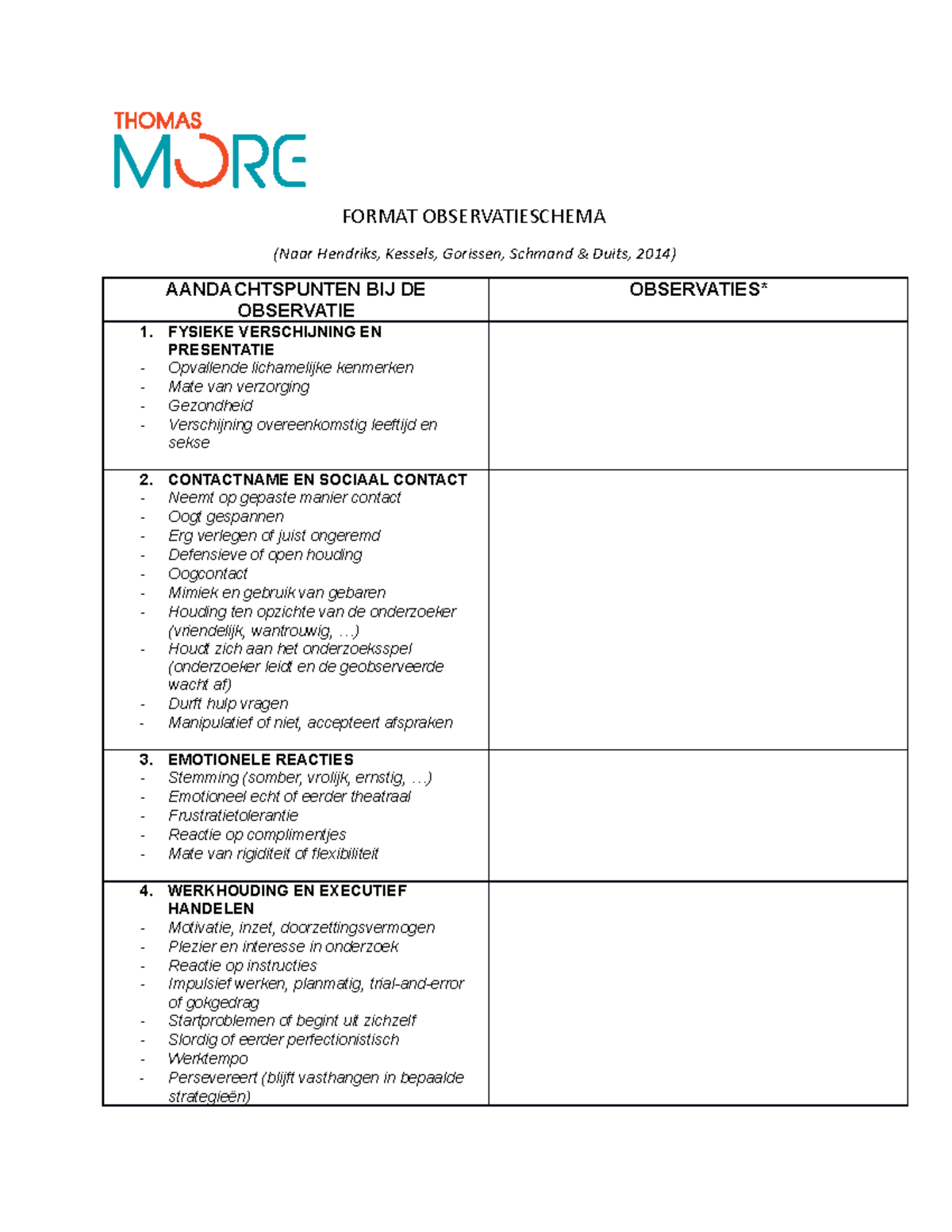 Observatieschema met toelichting van de categorieën - FORMAT ...