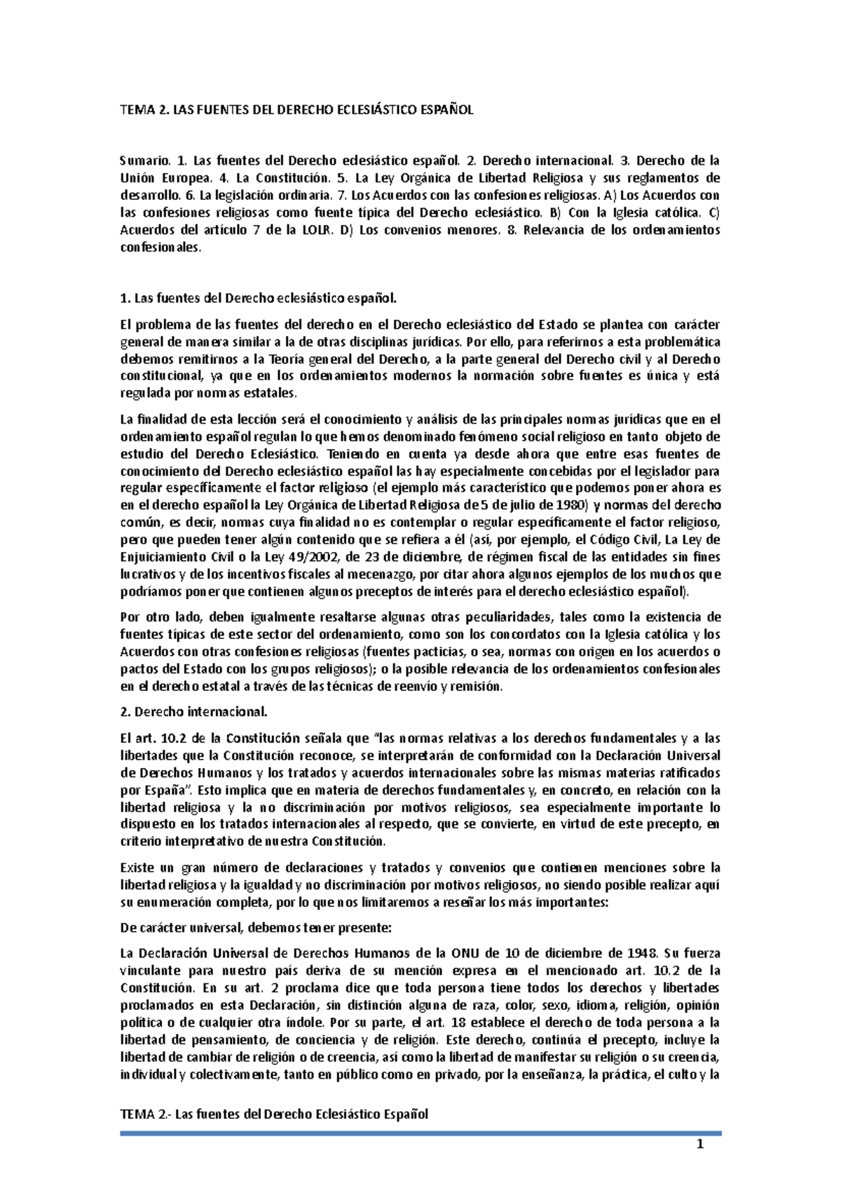 TEMA 2-Fuentes - fuentes, derecho eclesiástico - TEMA 2. LAS FUENTES ...