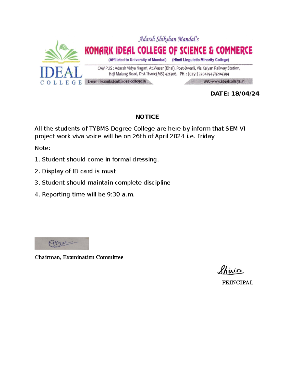 Notice viva - third year bechlor of accounting and finance - DATE: 18 ...