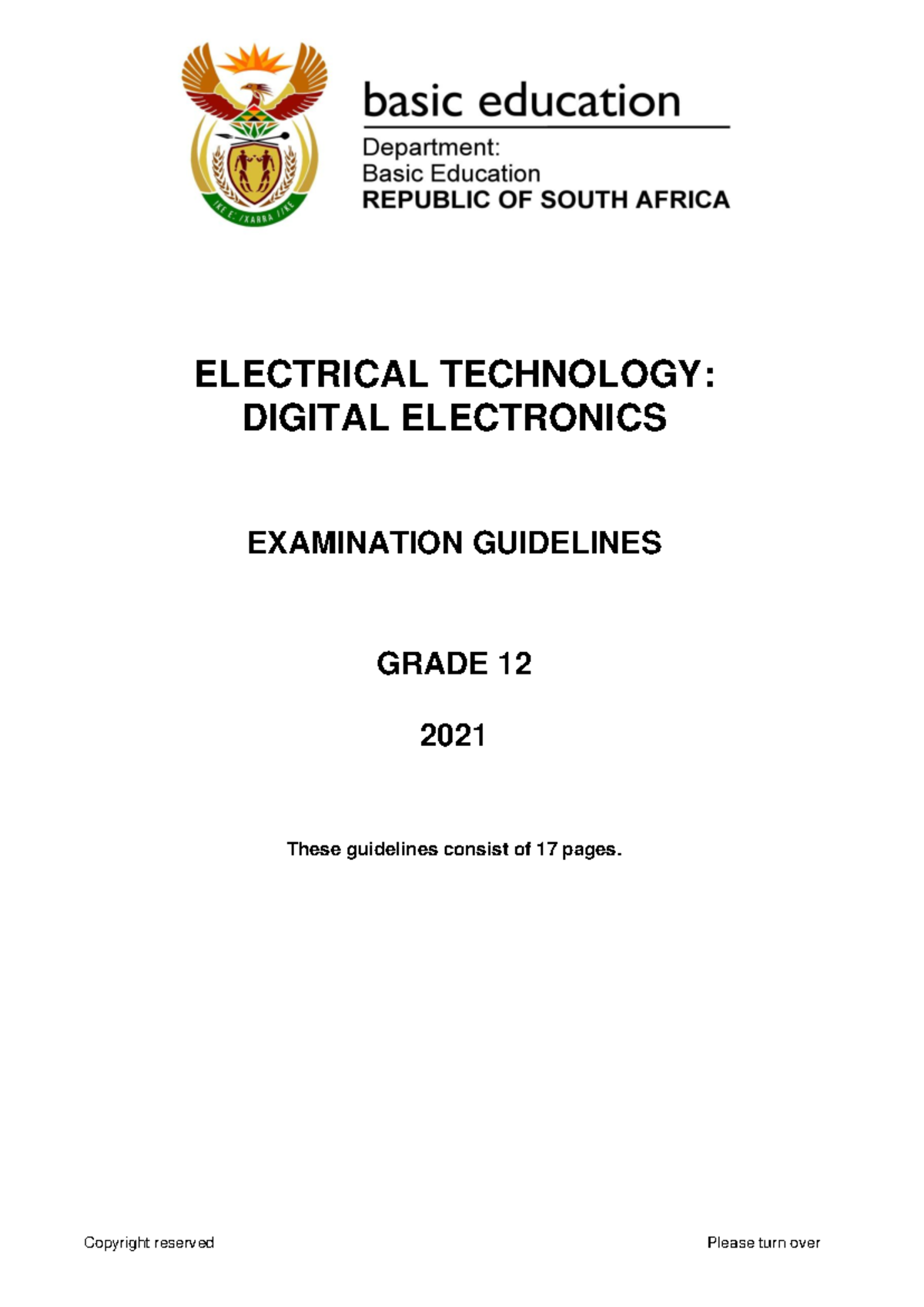 Electrical Technology GR 12 Exam Guidelines (Digital) 2021 Eng ...