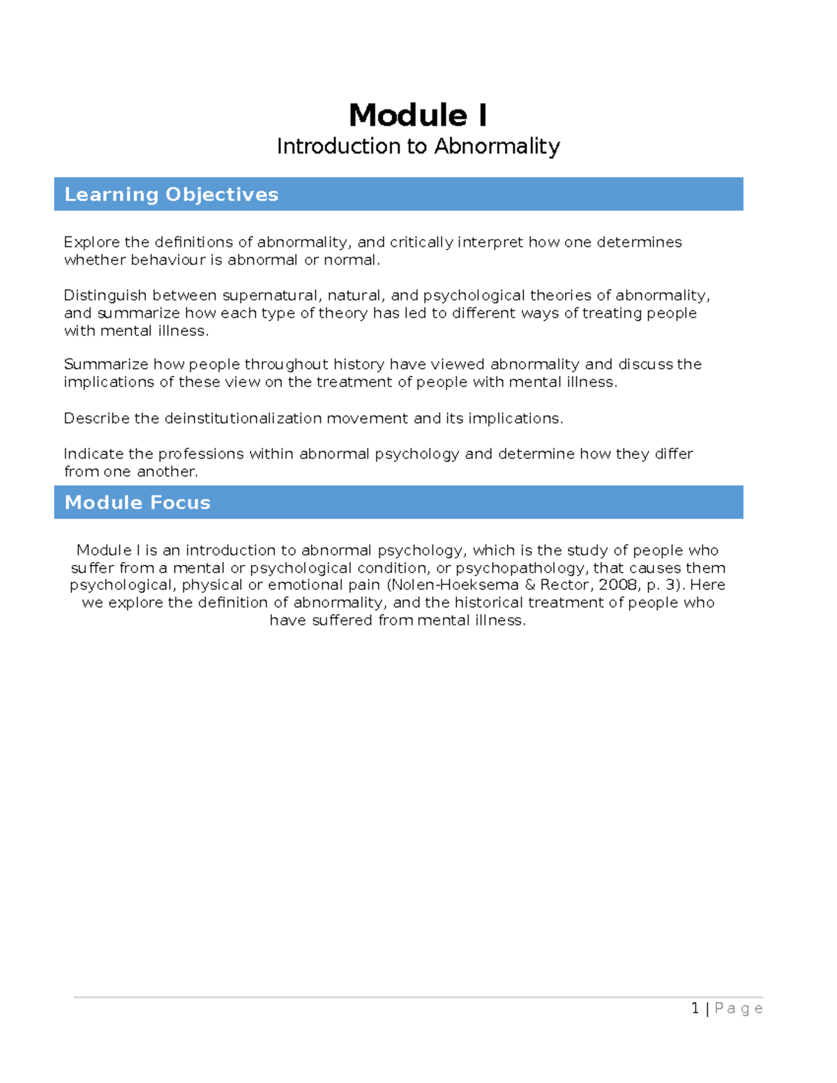 CPSY325-D10-Exam Prep-Module I Notes - Module I Introduction to ...