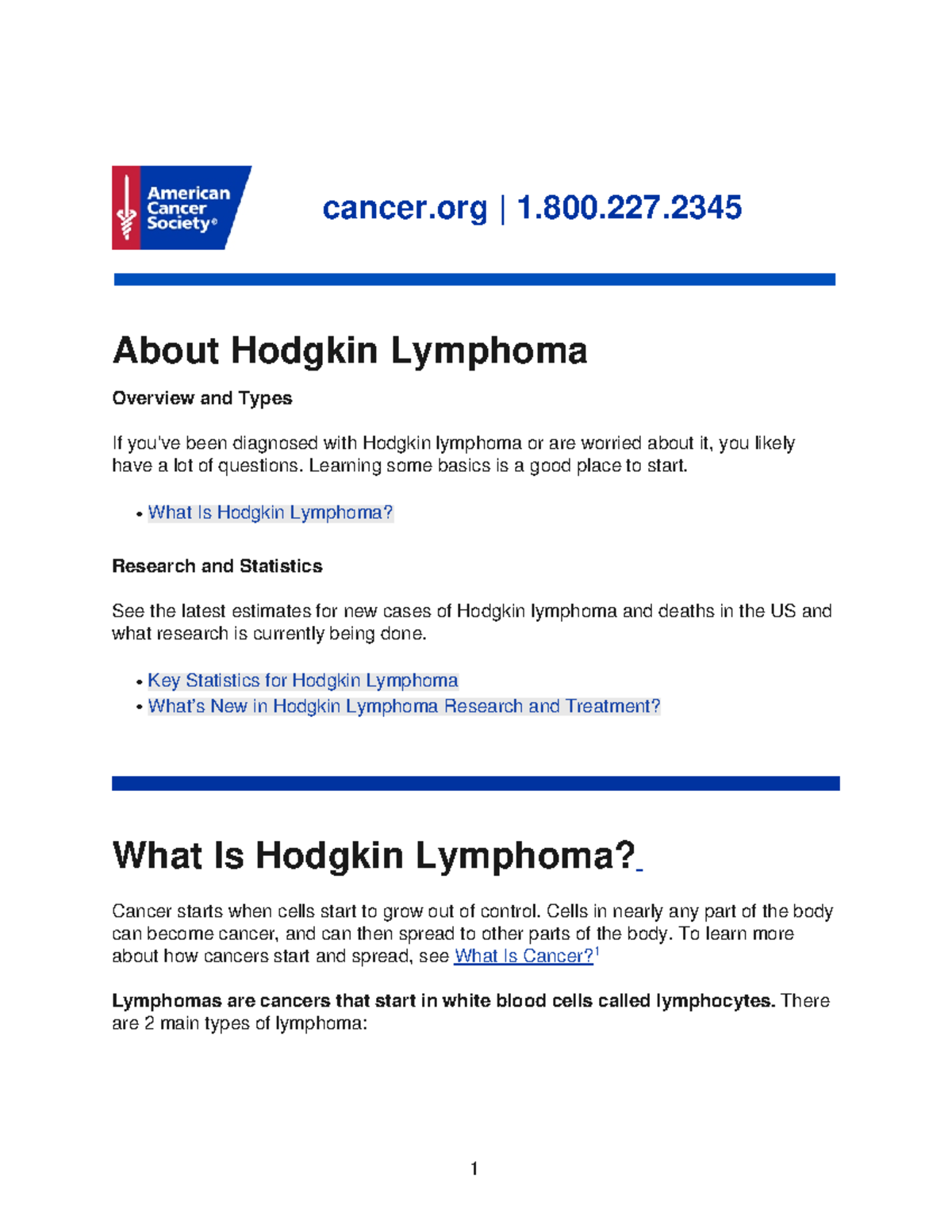 8649 - Lecture notes 1 - About Hodgkin Lymphoma cancer | 1.800 ...