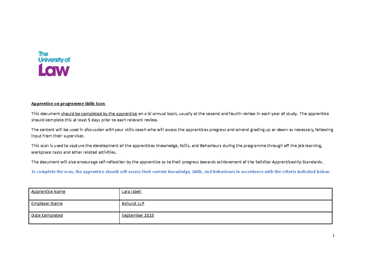 Draft Skills Scan - Apprentice on programme Skills Scan This document ...
