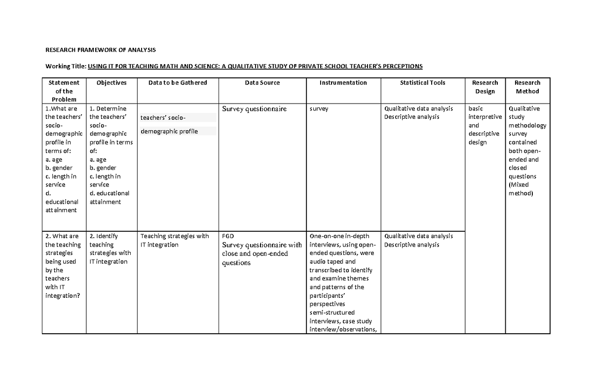 Framework-of-analysis and identifying research design - RESEARCH ...