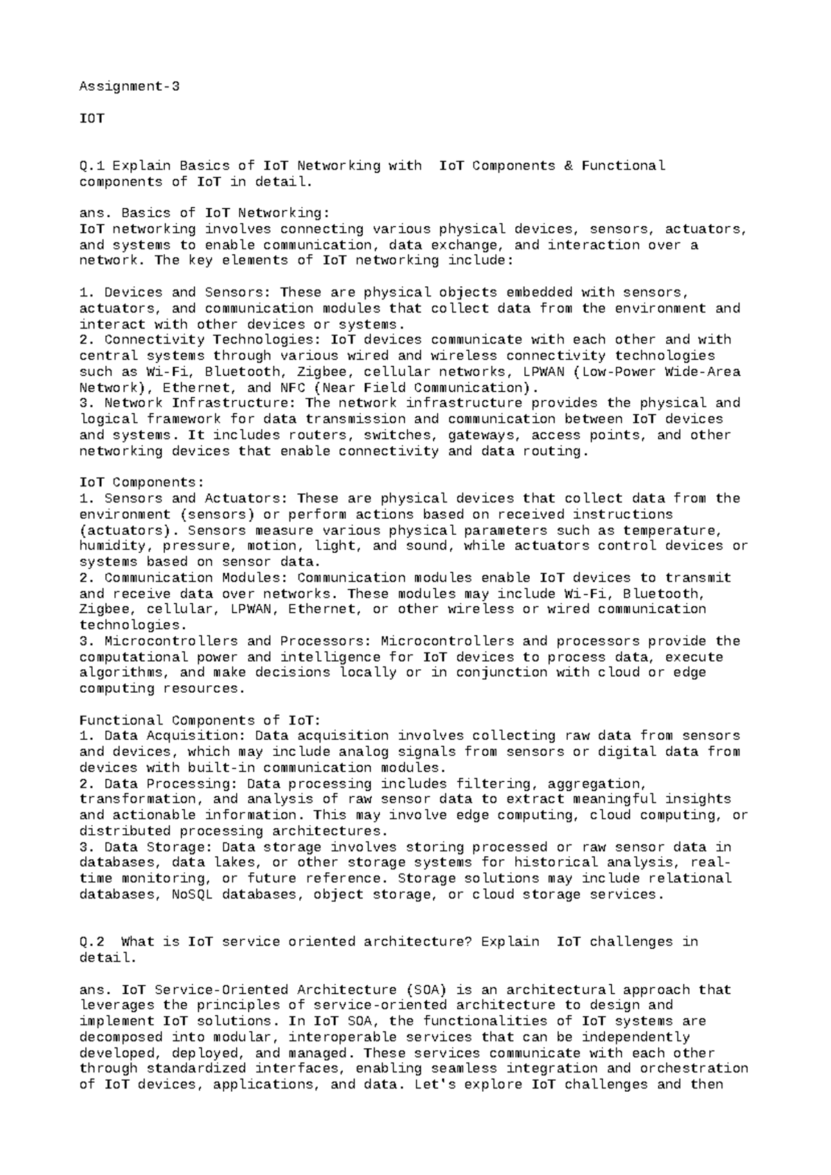 IOTas 3 - Important Assignment Questions - Assignment- IOT Q Explain ...