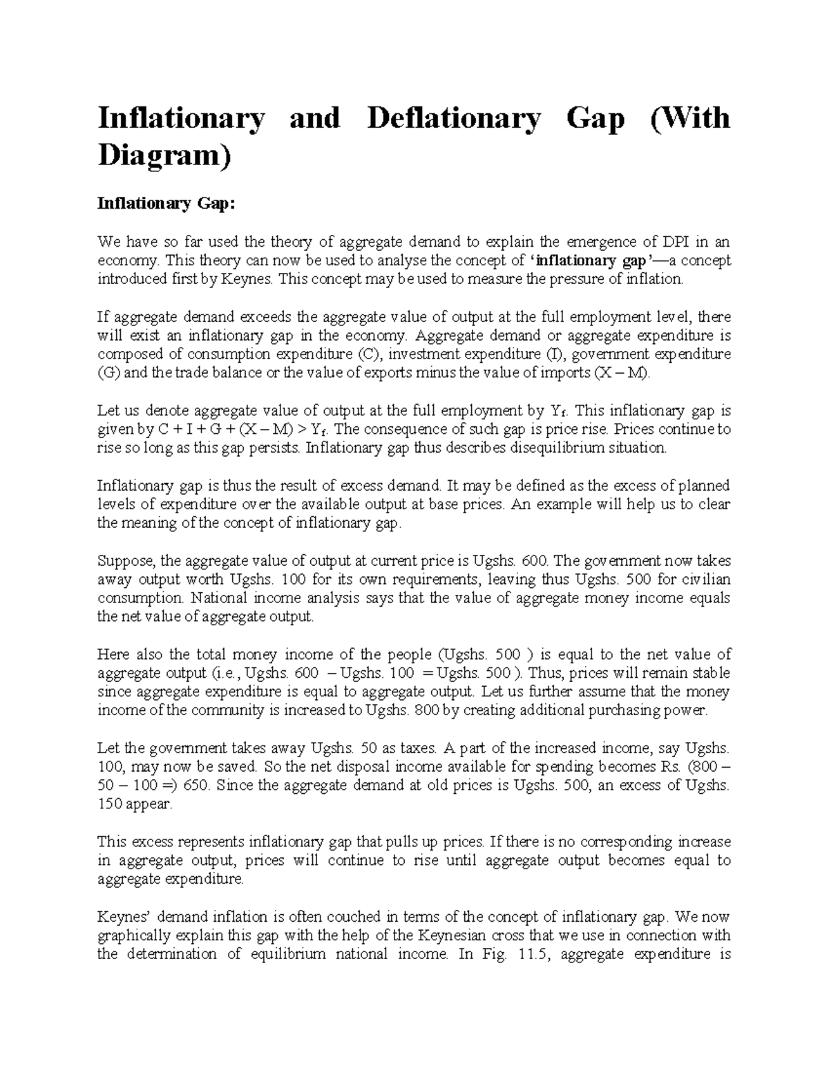 Inflationary and Deflationary Gap - This theory can now be used to ...