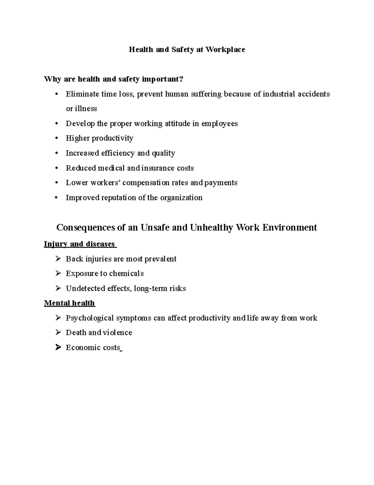 Health and Safety - Studocu