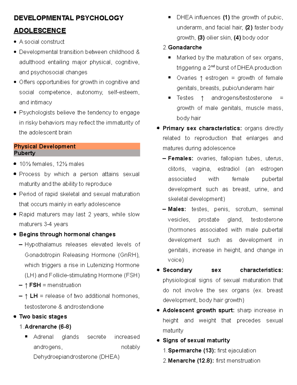 Devpsy Finals Reviewer - DEVELOPMENTAL PSYCHOLOGY ADOLESCENCE A social ...