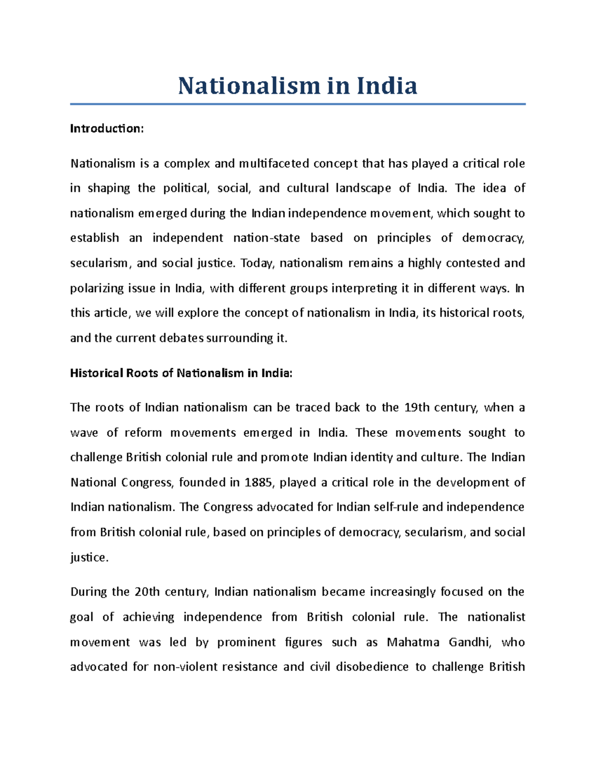 Nationalism in India - Nationalism in India Introduction: Nationalism ...