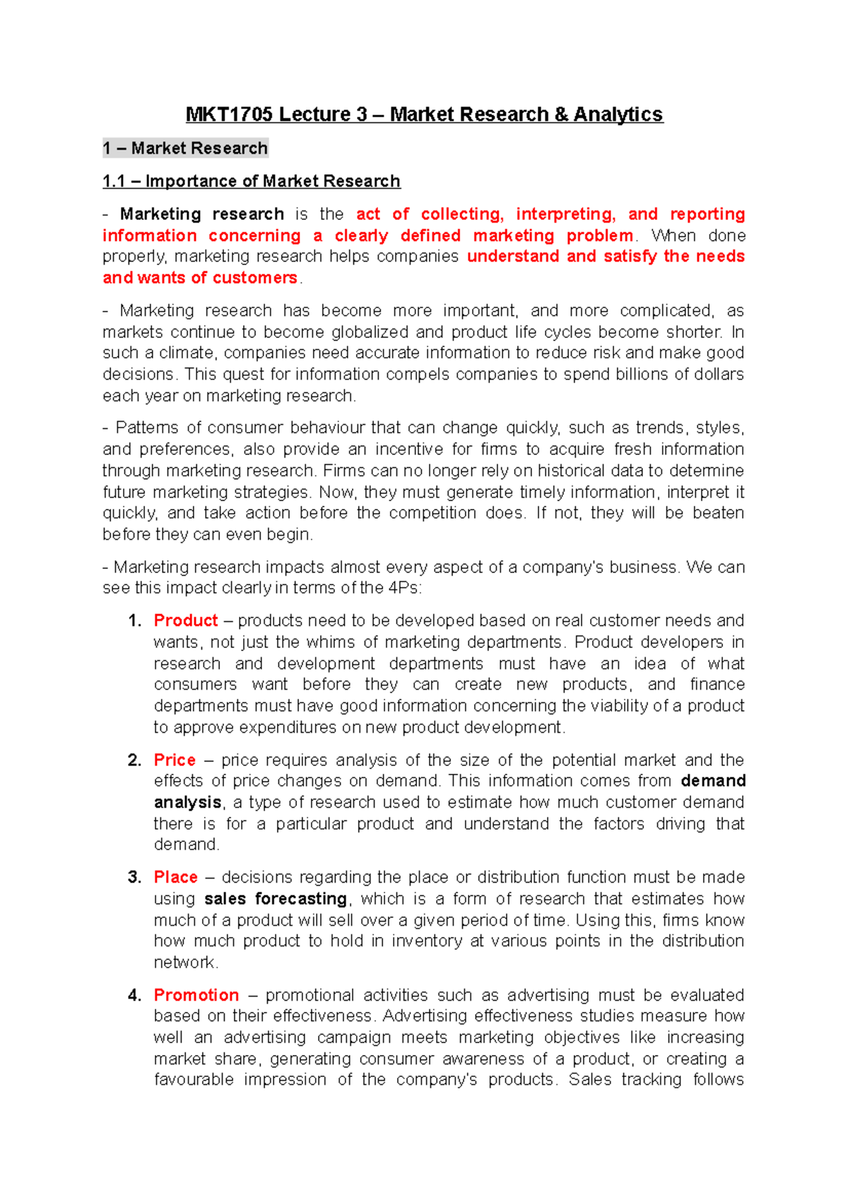 MKT1705B Marketing Research Notes - MKT1705 Lecture 3 – Market Research ...