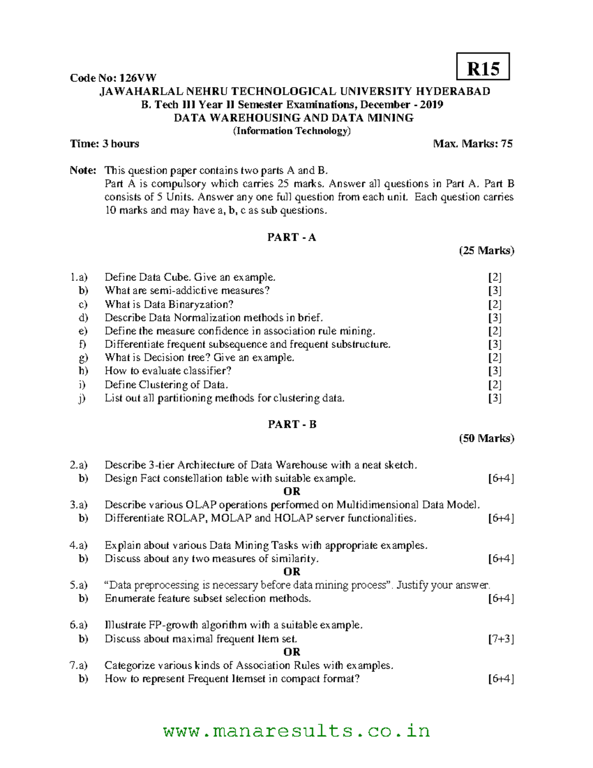126VW122019 - question paper - Code No: 126VW JAWAHARLAL NEHRU ...