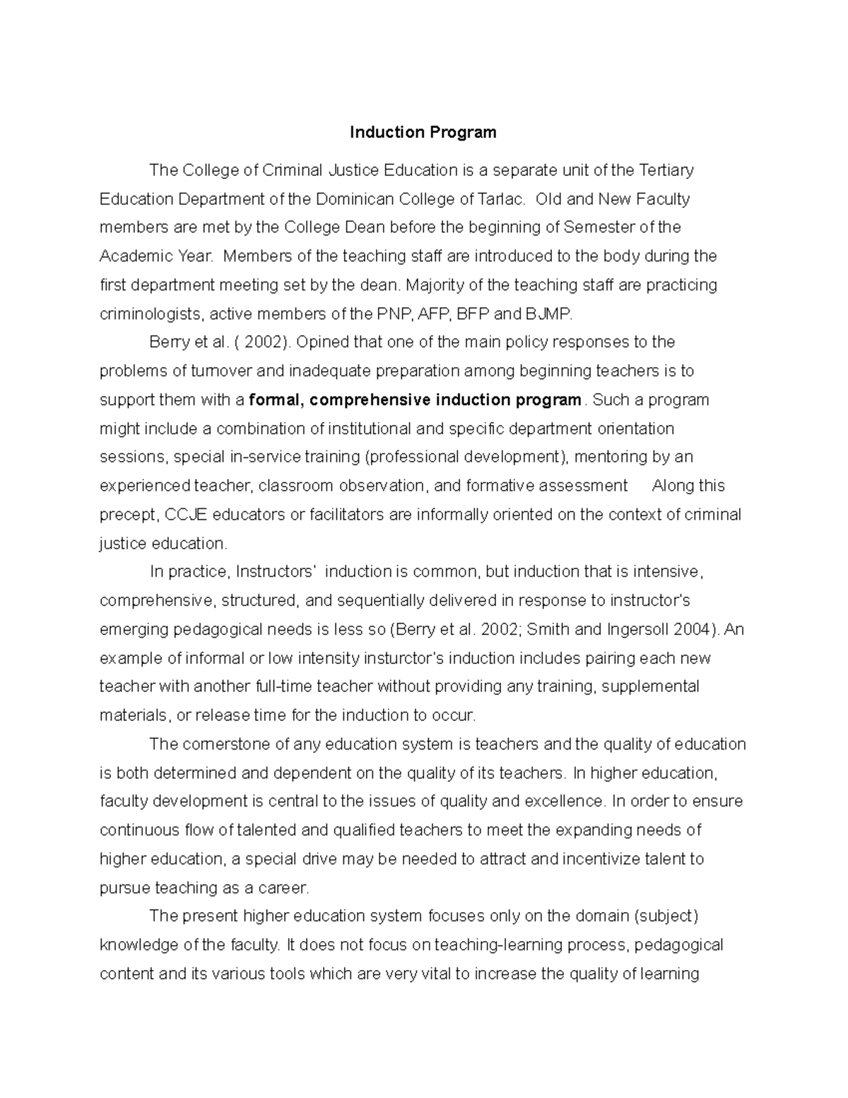 CCJE Orientation Program - Induction Program The College of Criminal ...