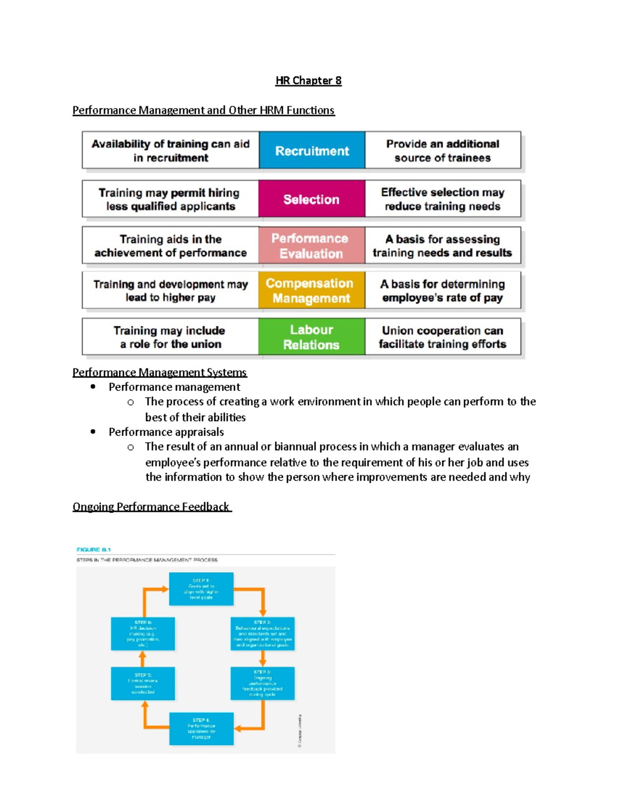 HR Chapter 8 - Notes - HR Chapter 8 Performance Management and Other ...