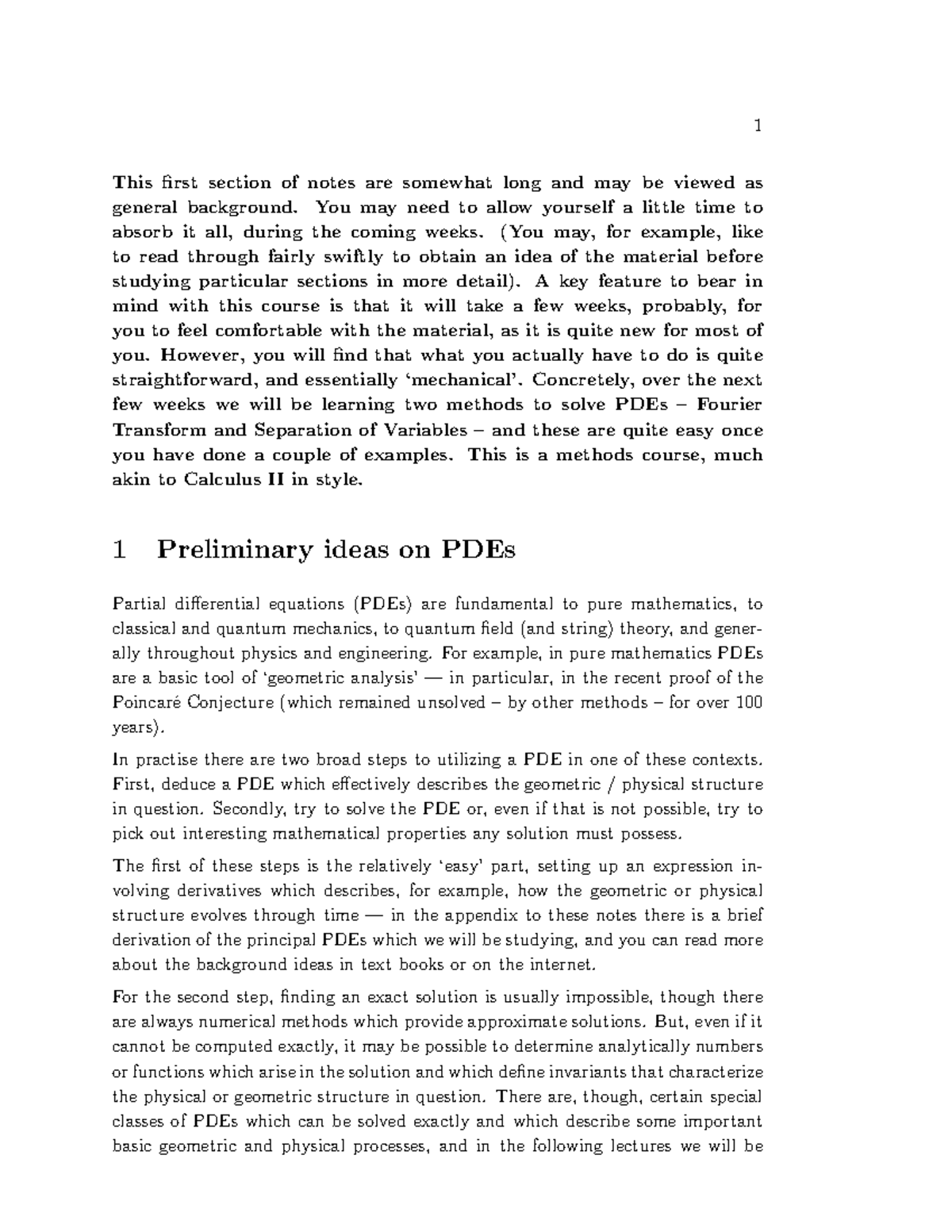 Lecture Notes Partial Differential Equations Full Typed Up Lecture Notes 1 This First 