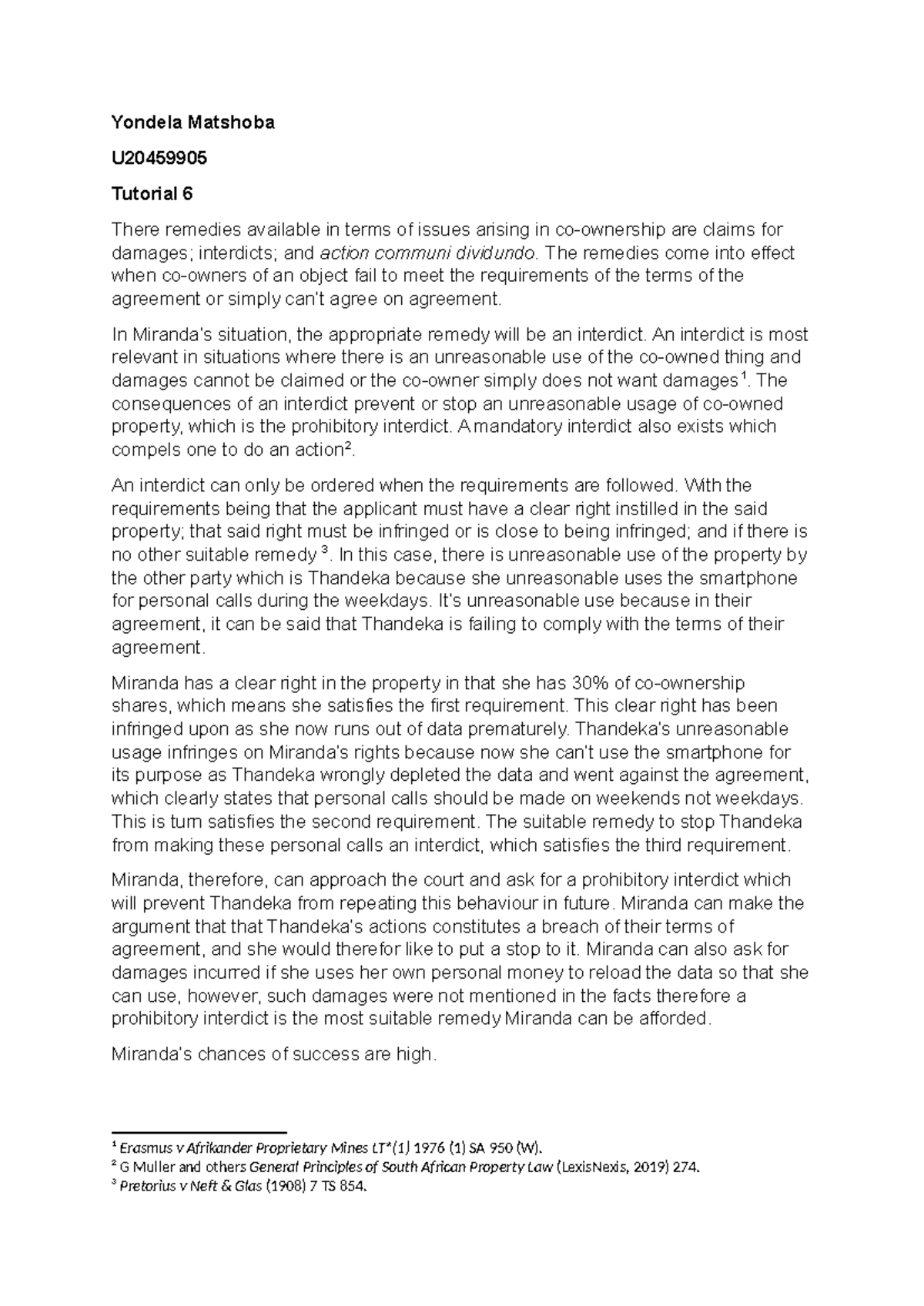 Tutorial 6 - Yondela Matshoba U Tutorial 6 There remedies available in ...