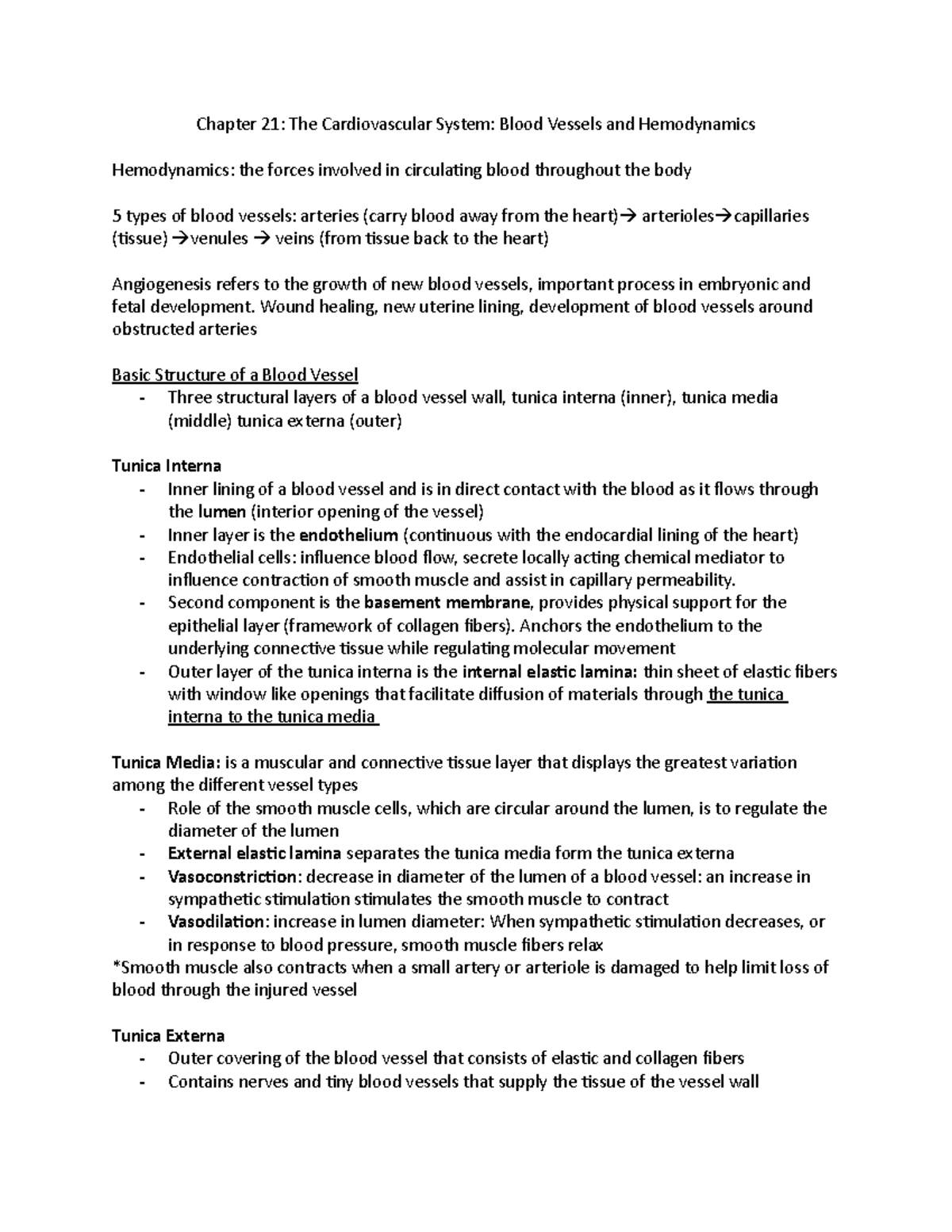 Chapter 21 - Chapter 21: The Cardiovascular System: Blood Vessels and ...
