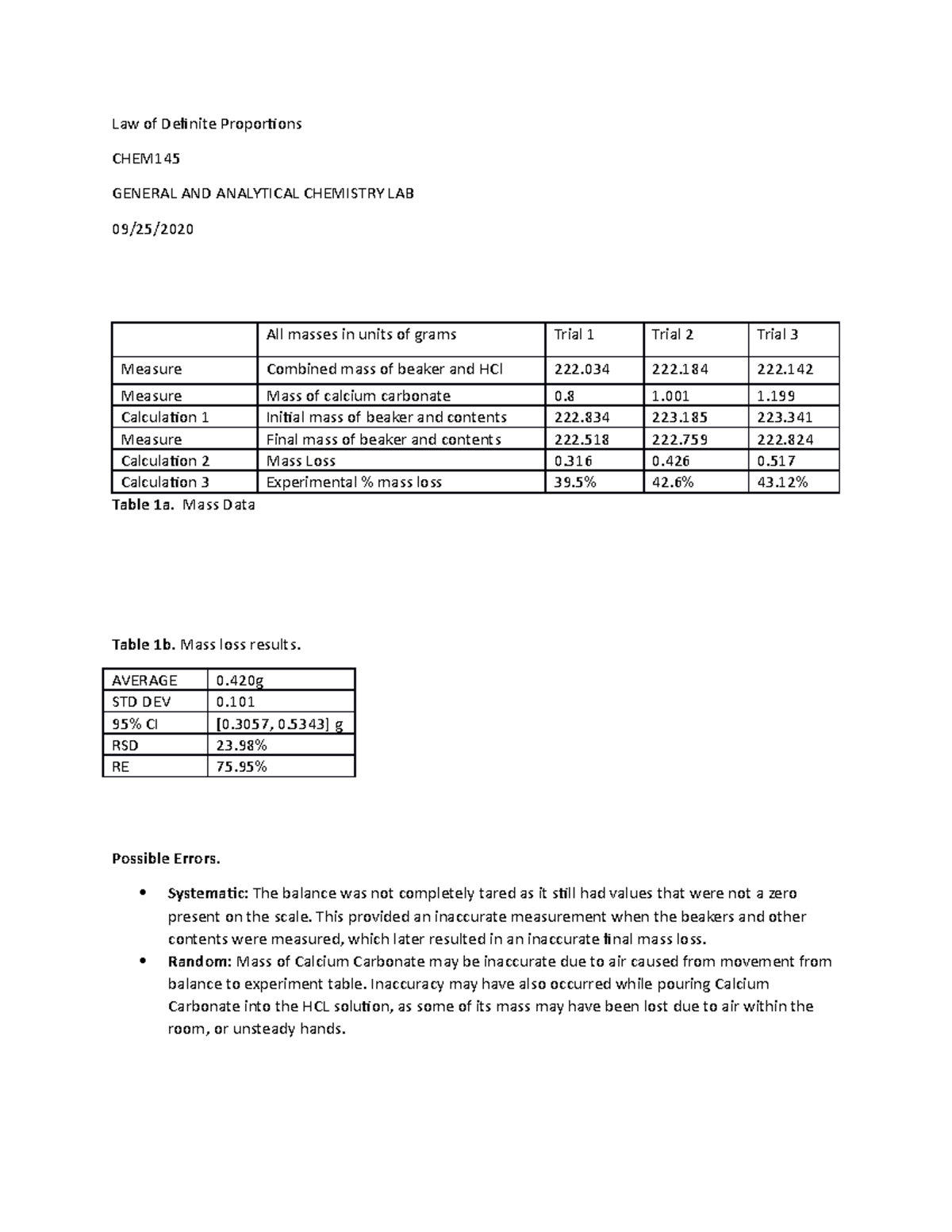 Law of Definite Proportions - Law of Deinite Proporions CHEM GENERAL ...