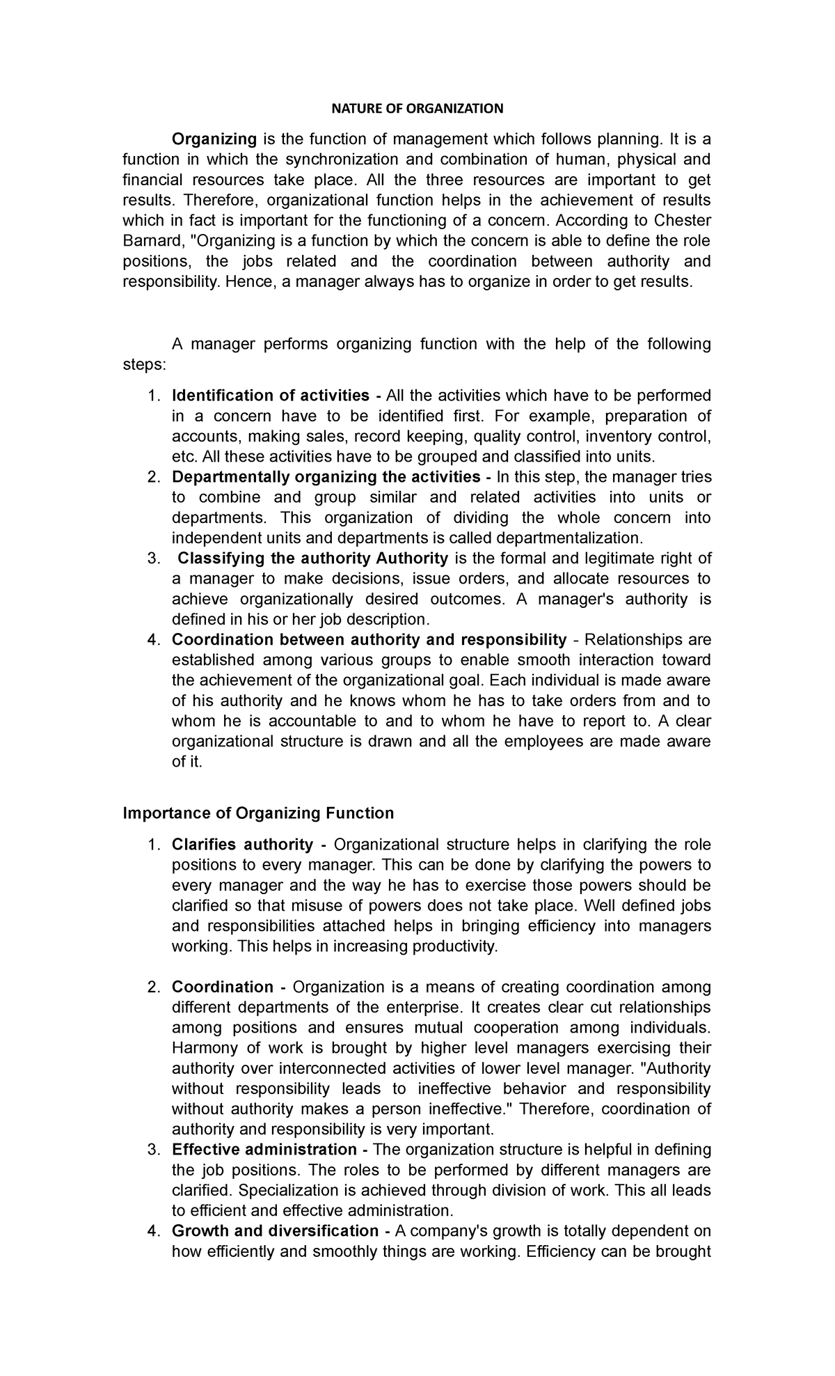 Entrepreneurship Nature-OF- Organization - NATURE OF ORGANIZATION ...