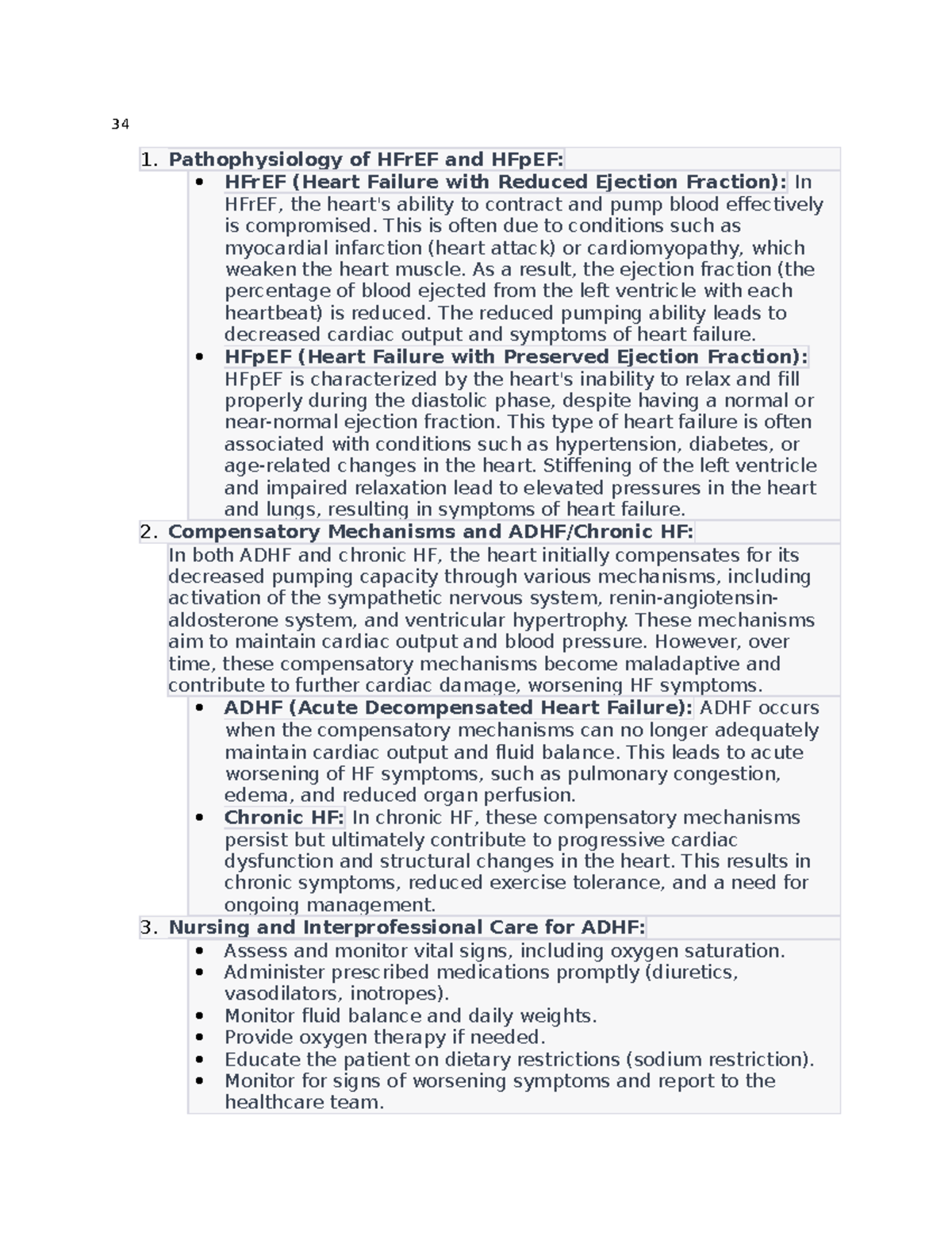 Chapter 34 objectives and vocabulary - 34 1. Pathophysiology of HFrEF ...
