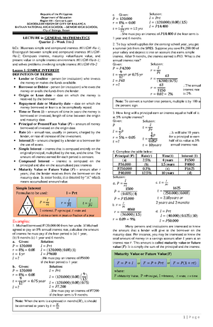 Revised LAS Genmath 1ST Quarter WEEK 1 TO 10 - Republic of the ...