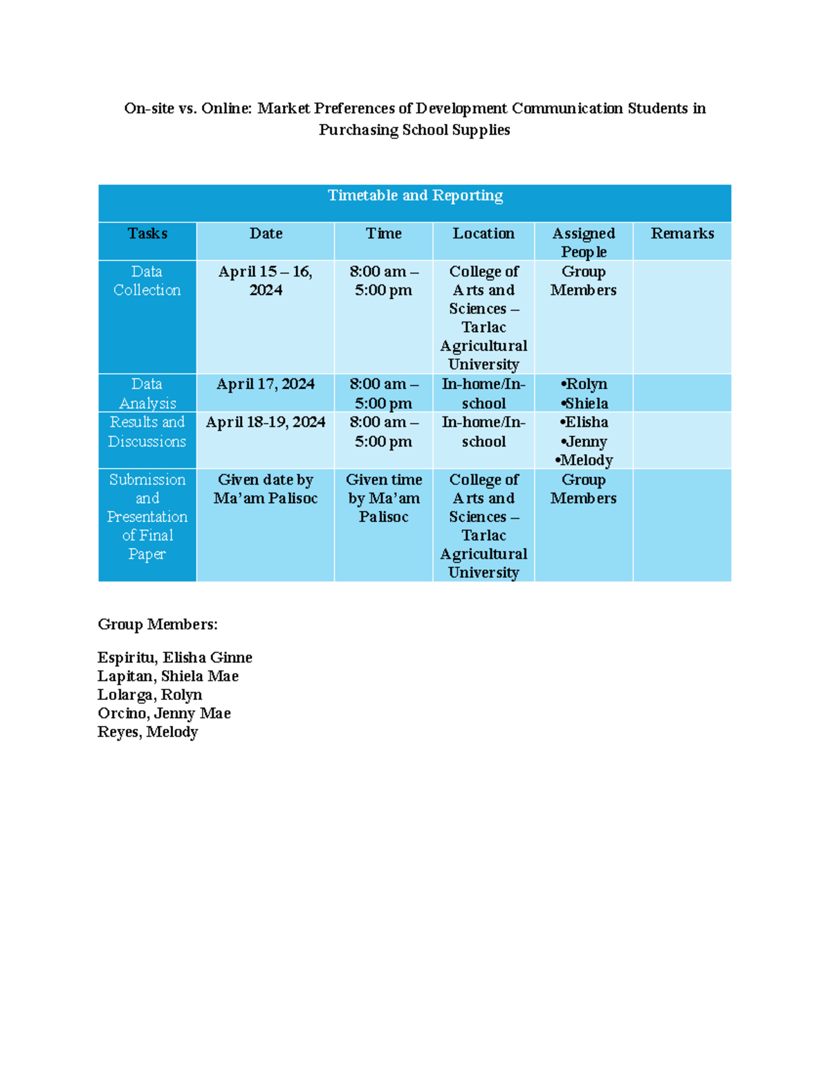 Timetable-and-Reporting - On-site vs. Online: Market Preferences of ...